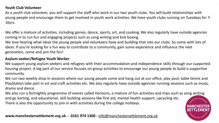 Volunteering | Manchester Settlement